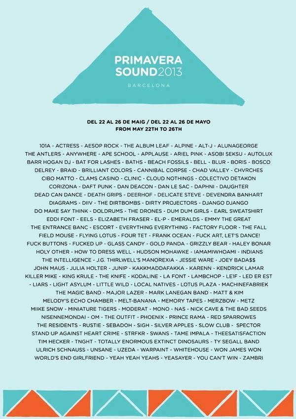 Primavera 2013 line-up leaked?