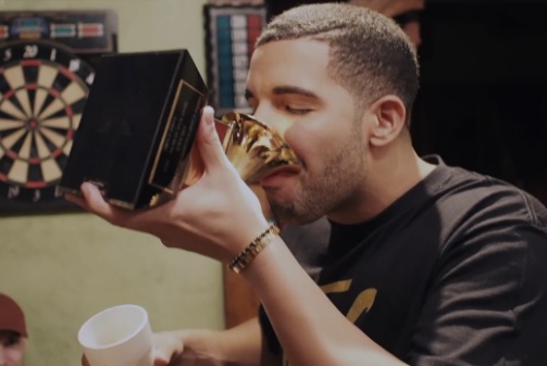 Drake drinks out of Grammy award in new album trailer